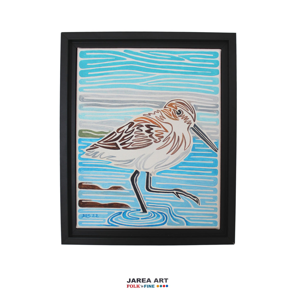 Sandpiper Line Painting Geoff Slater – Jarea Art